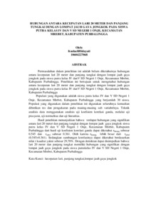 HUBUNGAN ANTARA KECEPATAN LARI 20 METER DAN PANJANG TUNGKAI DENGAN LOMPAT JAUH GAYA JONGKOK PADA ...